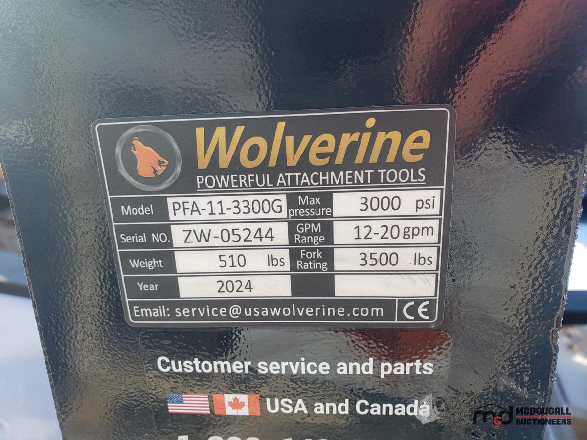 2024 Wolverine PFA-11-3300G Skid Steer Pallet Fork Hydraulic Adjustable Attachment